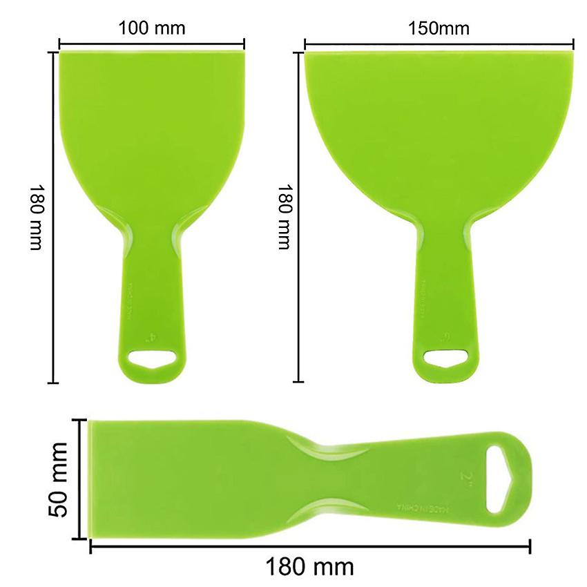 3 Piece Plastic Putty Knife Set, Flexible Paint Scraper, Wallpaper ...