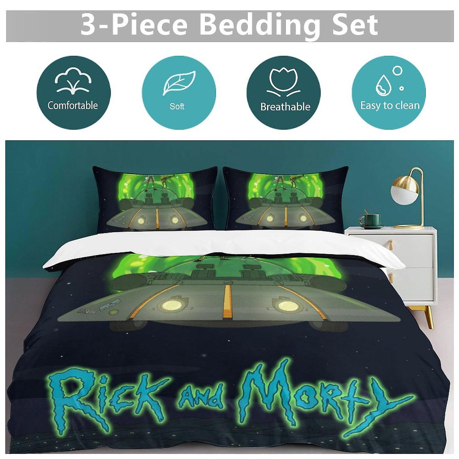 Rick and Morty Bedding Sets Cute Bed Cover Anime Cartoon 3D Printed ...