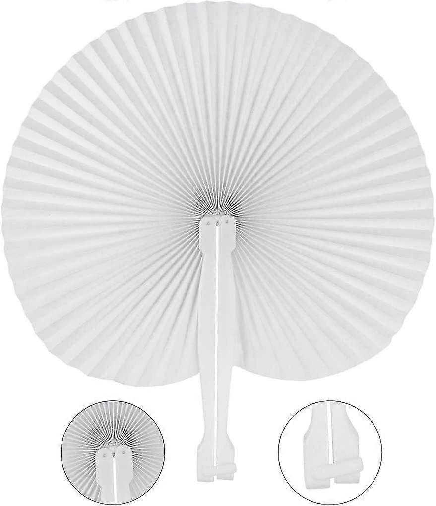 Pack of 12 White Round Hand Fans, Paper Fans, Wedding Fans, Guest Gift ...