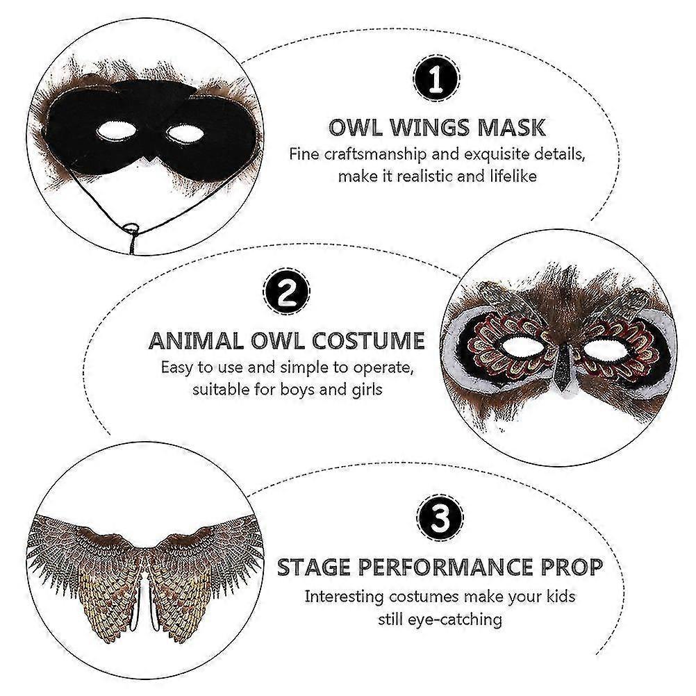1 Set Owl Wings Mask Animal Owl Costume Set Stage Performance Prop Kids ...