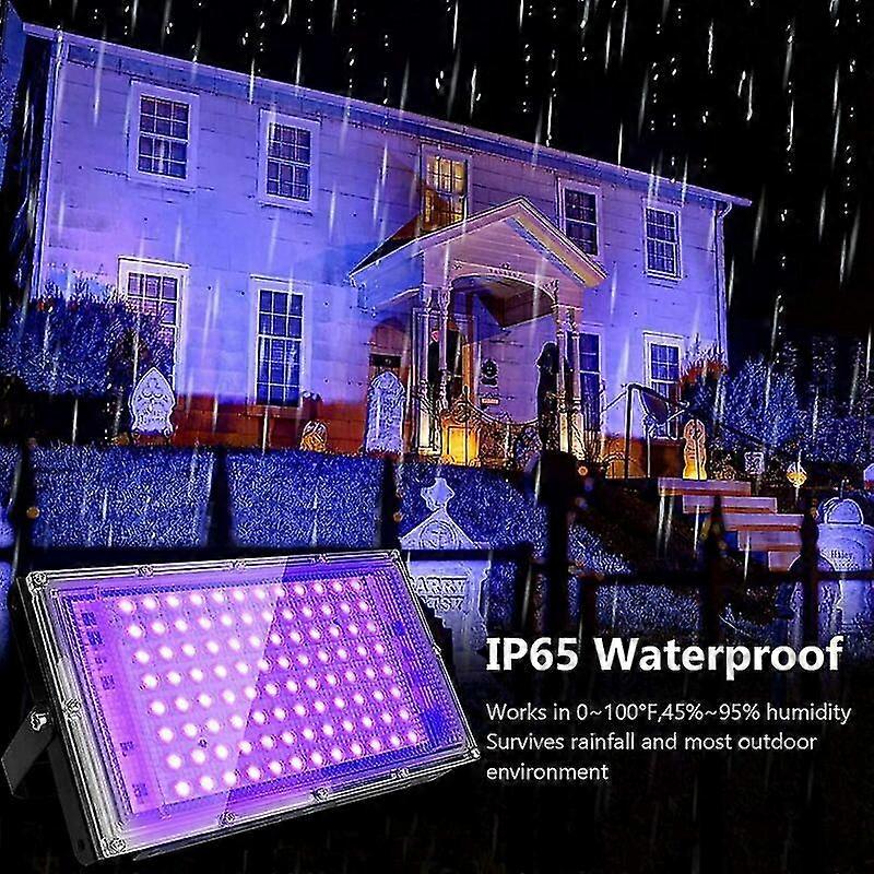 2szt 100w UV Led Reflektor Blacklight Ip65 Wodoodporny, ultrafioletowy ...