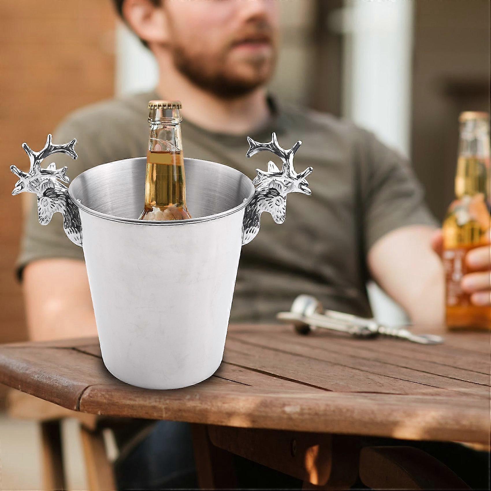 Stainless Steel Ice Buckets,deer Head Handle,insulated Ice Bucket,wine ...