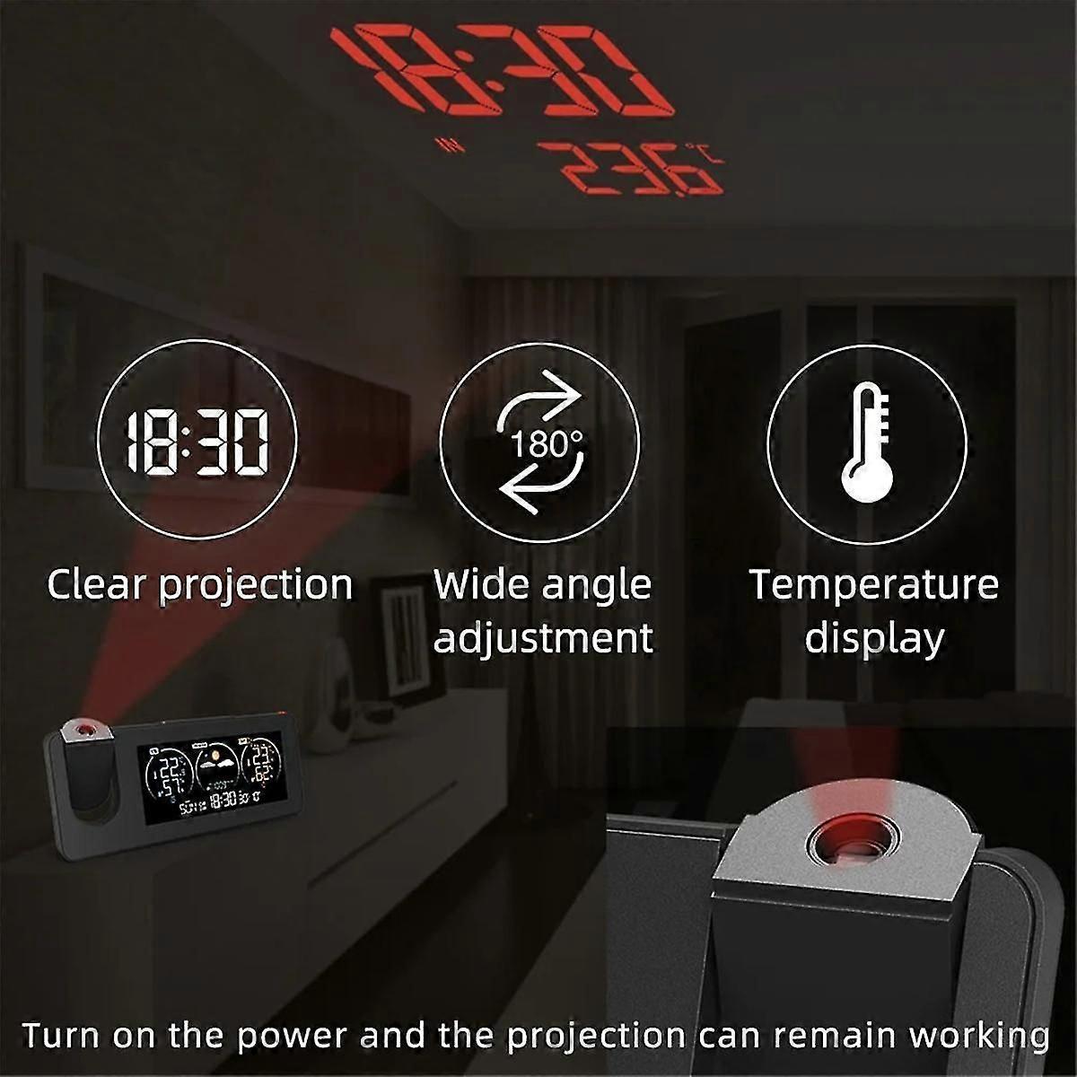 ZX3538 New Electronic Projection Clock Weather Station Weather Forecast Temperature and Humidity ...