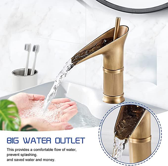 Waterfall Bathroom Faucet, Black Bathroom Faucet Hot and Cold Waterfall ...