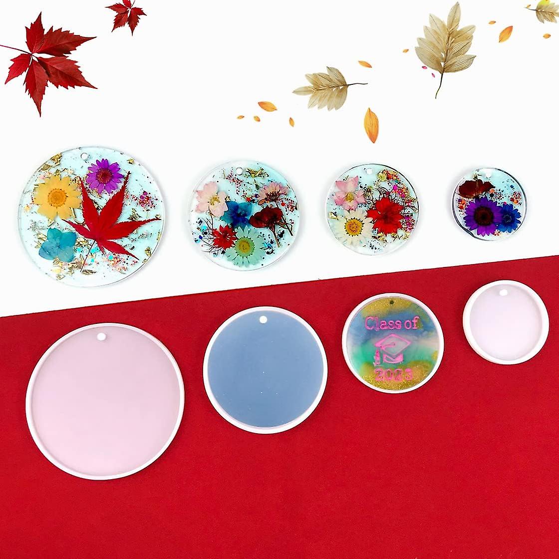 4pcs Silicone Keychain Moulds Large Round Resin Moulds Circle Epoxy ...