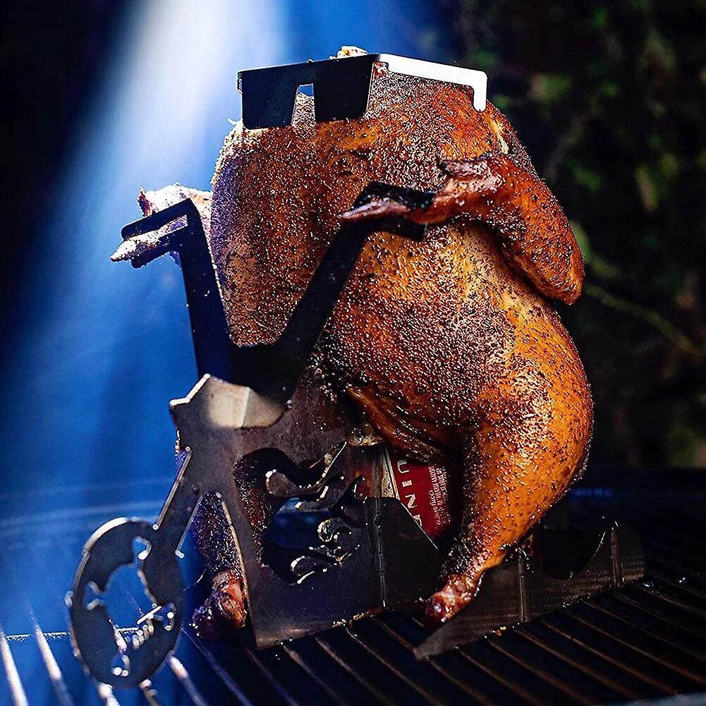Stand de poulet drôle moto américaine bbq acier rack outils drôle rôti ...