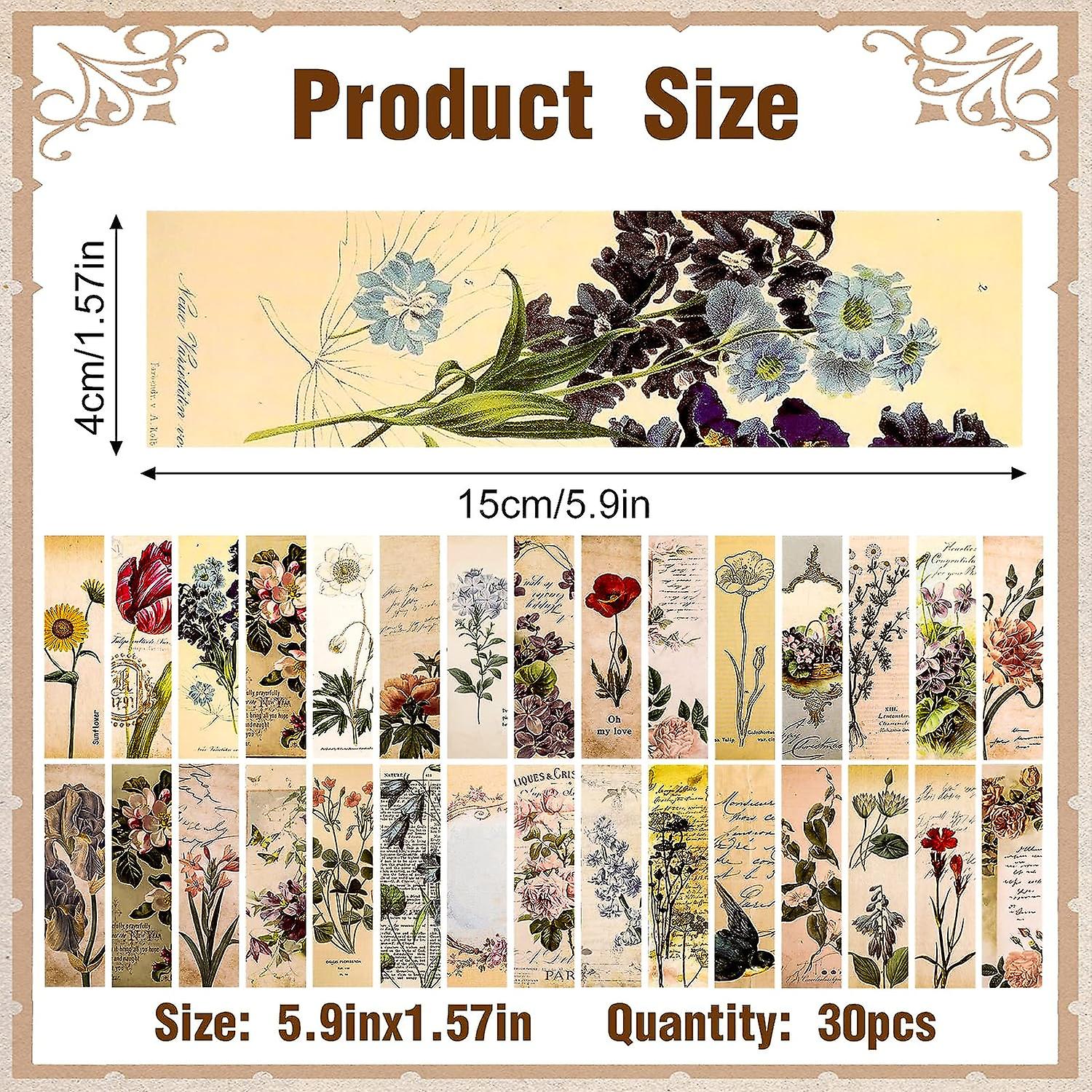 Vintage Paper Bookmarks,30 Pcs Natural Style Book Marks Retro Paper ...