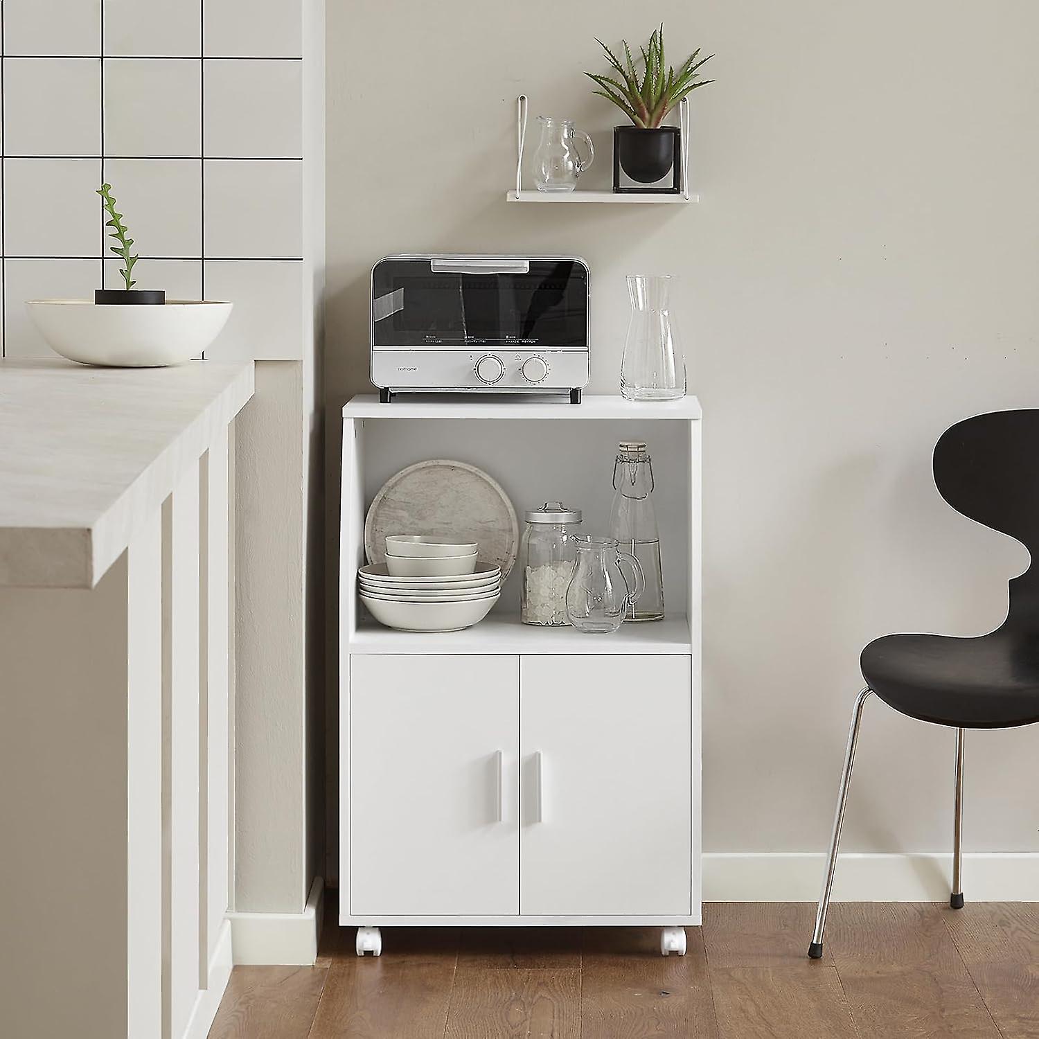 SoBuy White Wood Wheeled Kitchen Storage Locker Unit FRG241-W | Fruugo DK