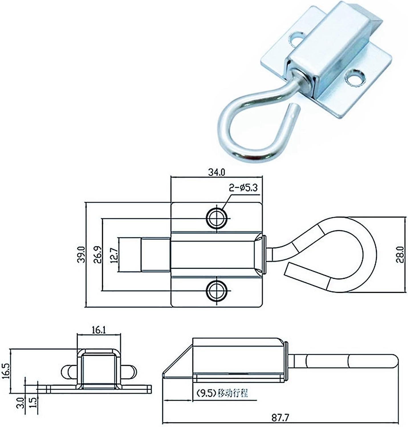 Automatic Door Bolt Latch - Spring Loaded Latch Pin - Pull Rings ...