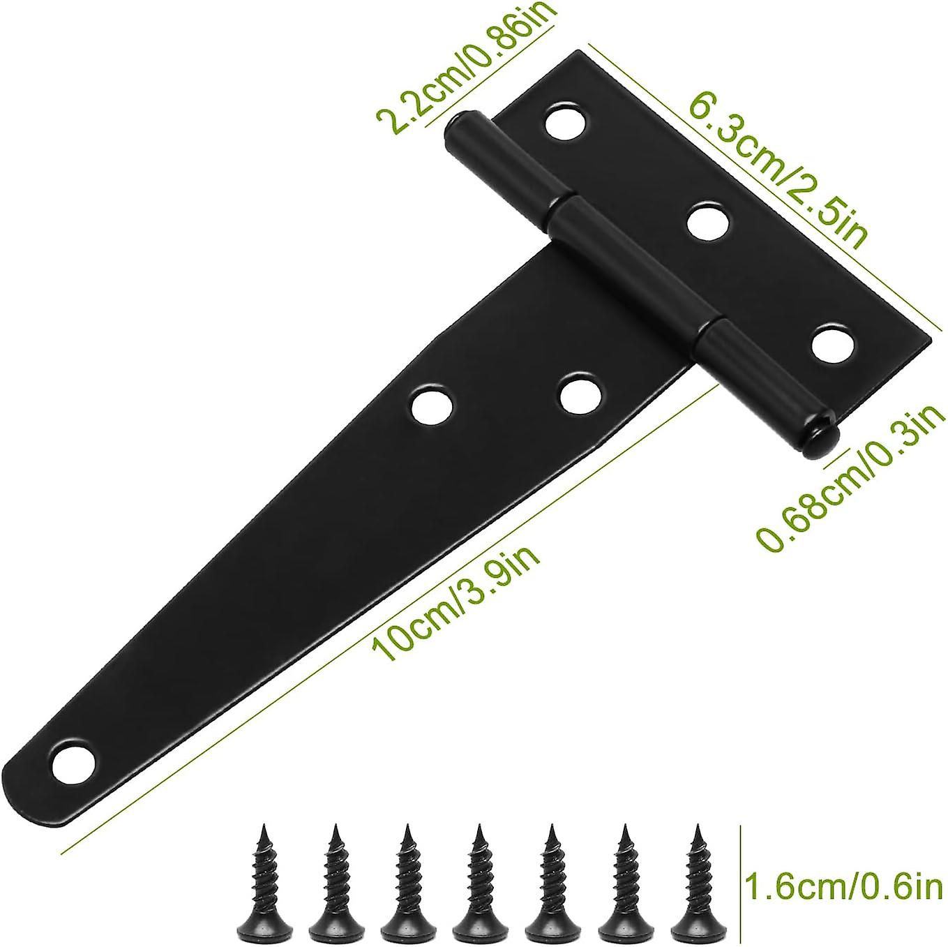 Pack of 4 heavy duty T-hinges with fixing screw, 100mm T-shaped hinges ...
