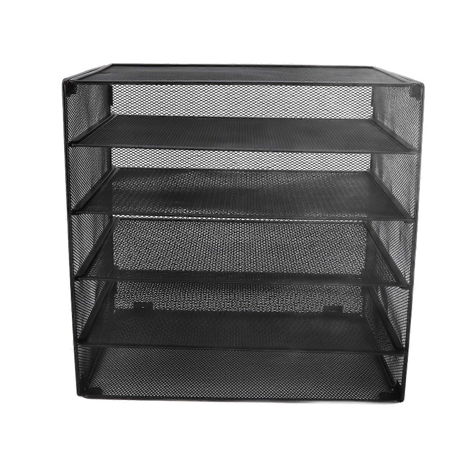 Desktop Organizer Black Mesh Grid Five Layer Large Capacity Metal ...