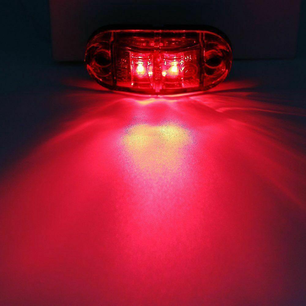 10x Red Led 2.5inch 2 Diode Light Oval Clearance Trailer Truck Side ...