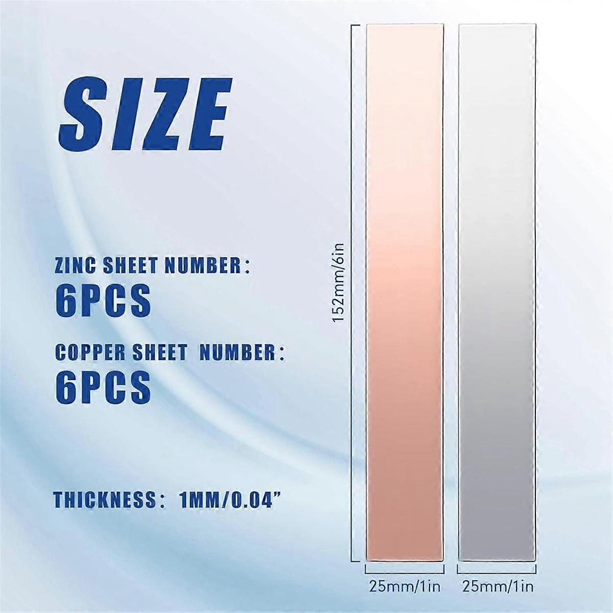 12 Pcs Pure Copper Zinc Anode Sheet 99.9% High Purity Copper Zinc ...