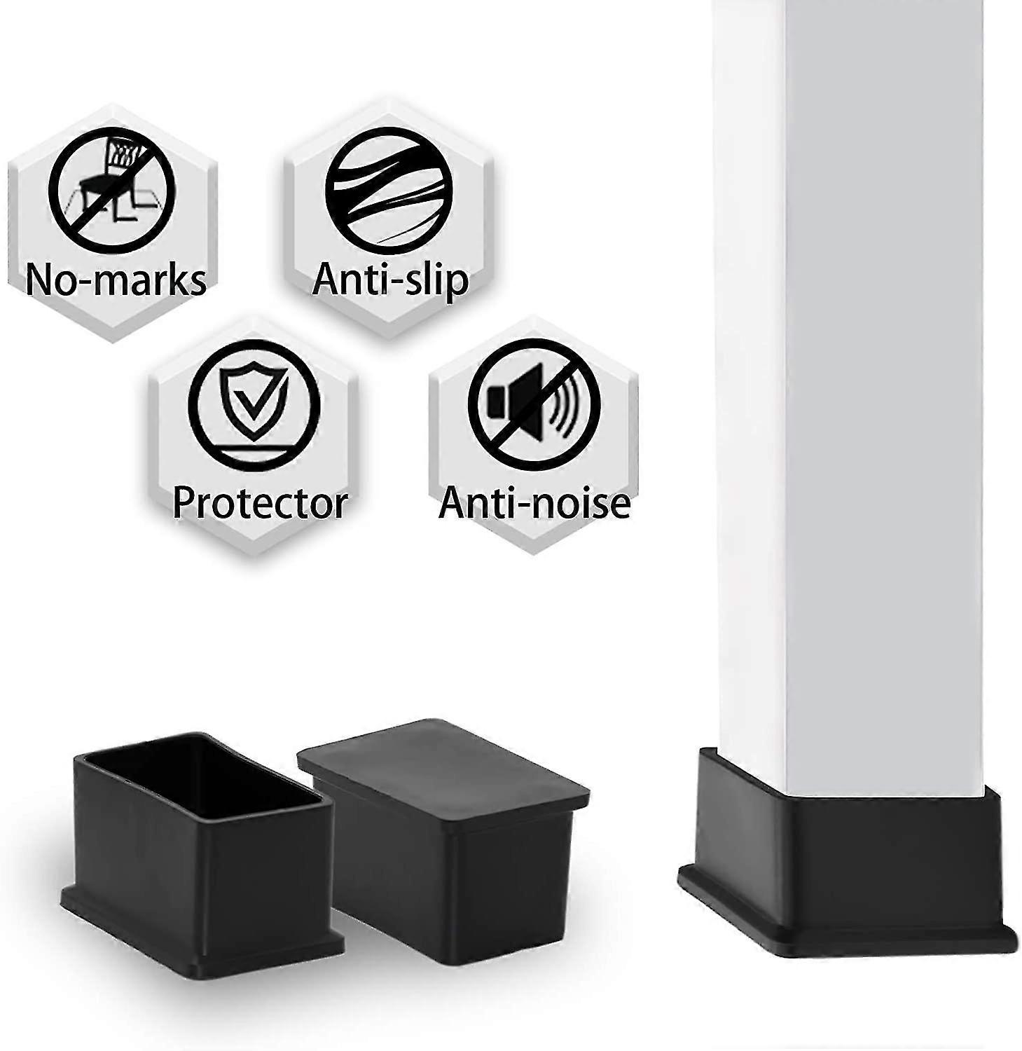 8 Pack Rectangular Chair Leg Caps Non-Marking PVC Floor Protector 25 x ...