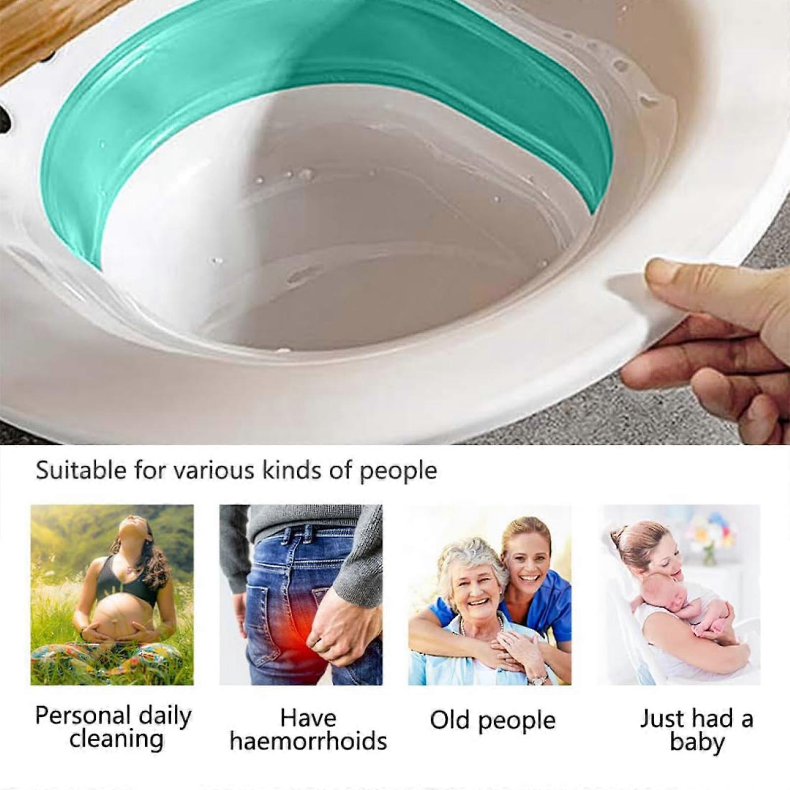 Foldable Sitz Bath for Toilet, Portable Sitz Bath Basin with Flusher ...