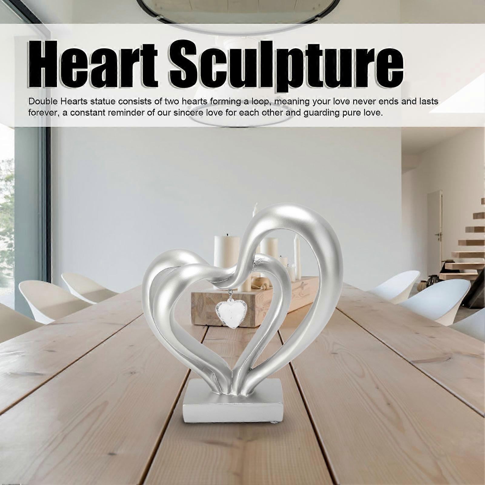 Double Heart Sculpture Resin Romantic Heart Statues Love Sculpture for ...