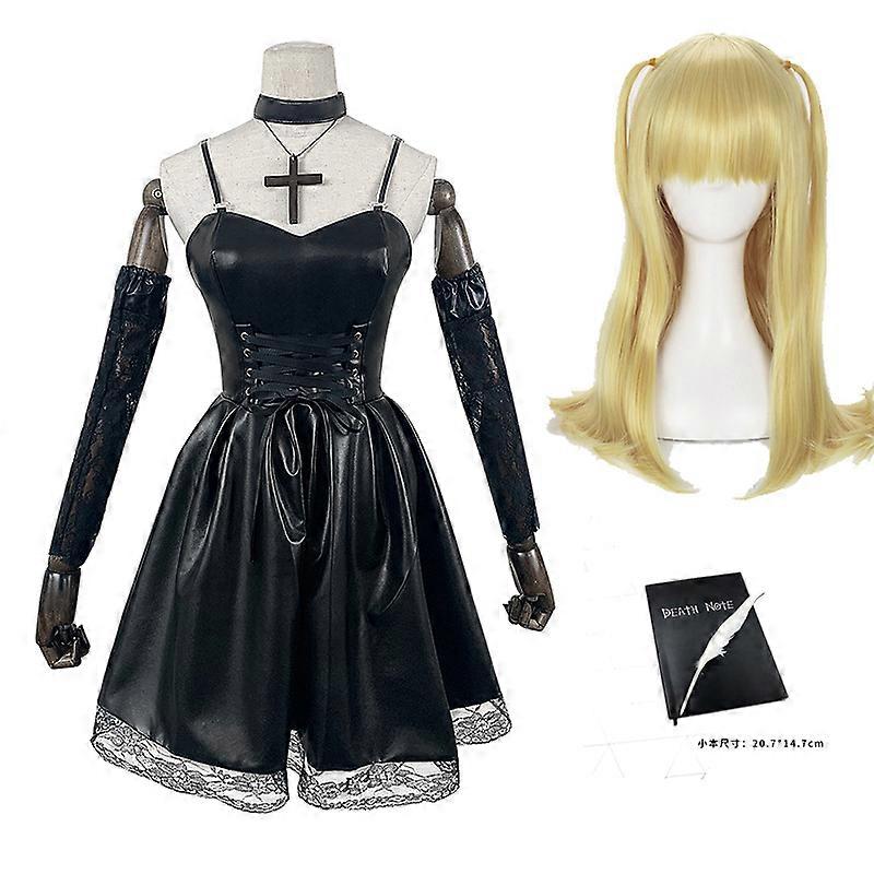 Death Note Cosplay Costume Misa Amane Imitation Leather Sexy Dress ...