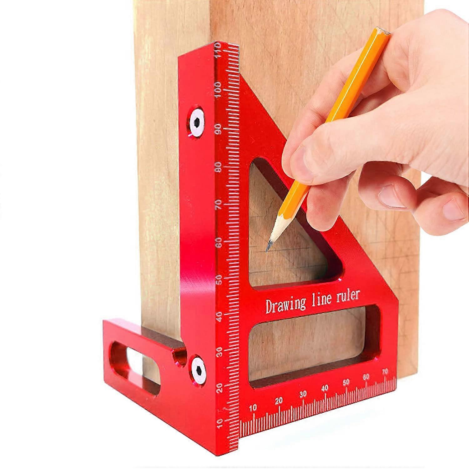 Aluminum Alloy Square Gauge 45/90Angle 3D T Ruler Red) | Fruugo UK