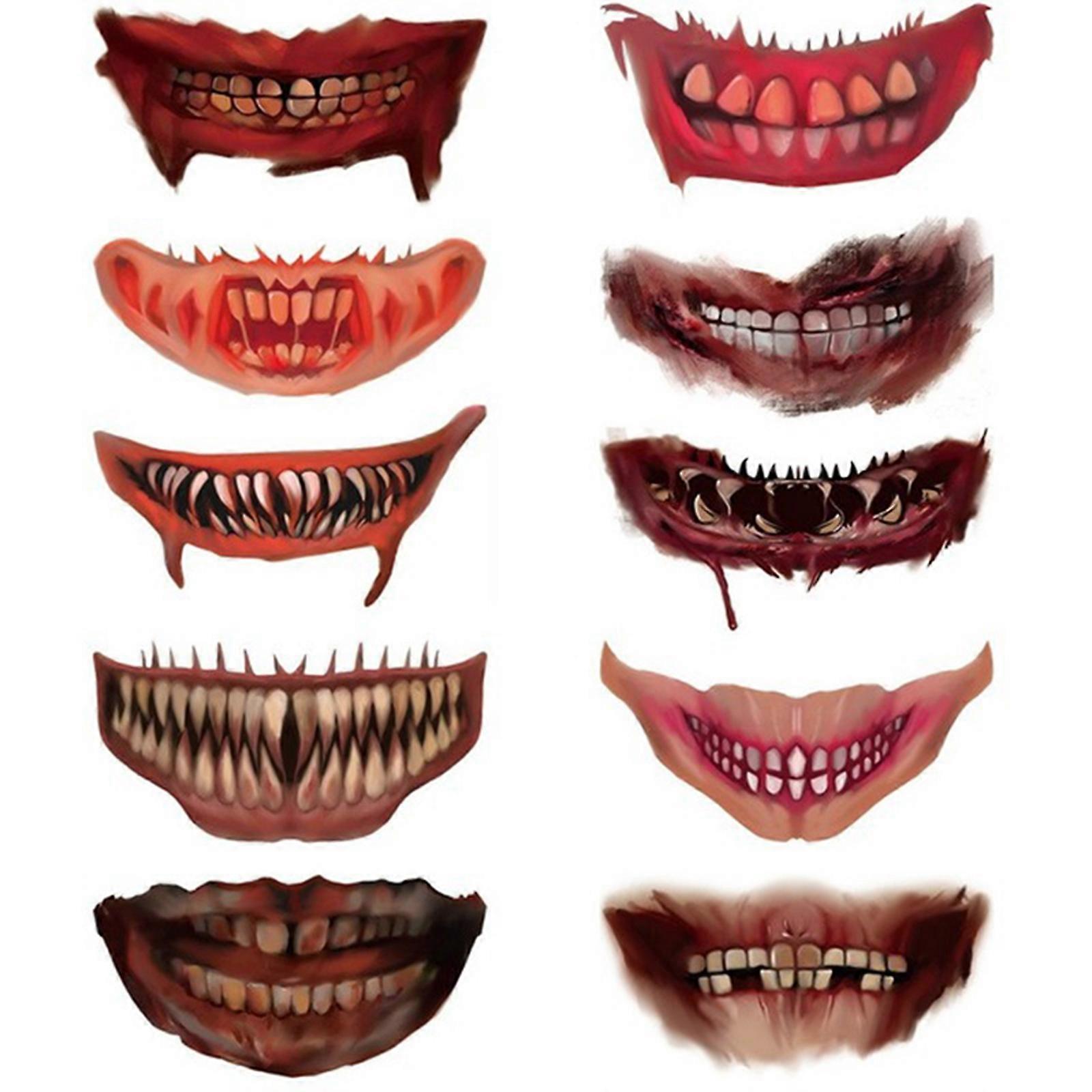 Halloween Scary Mouth Tattoo Stickers Ba Tattoo stickers Party creepy ...