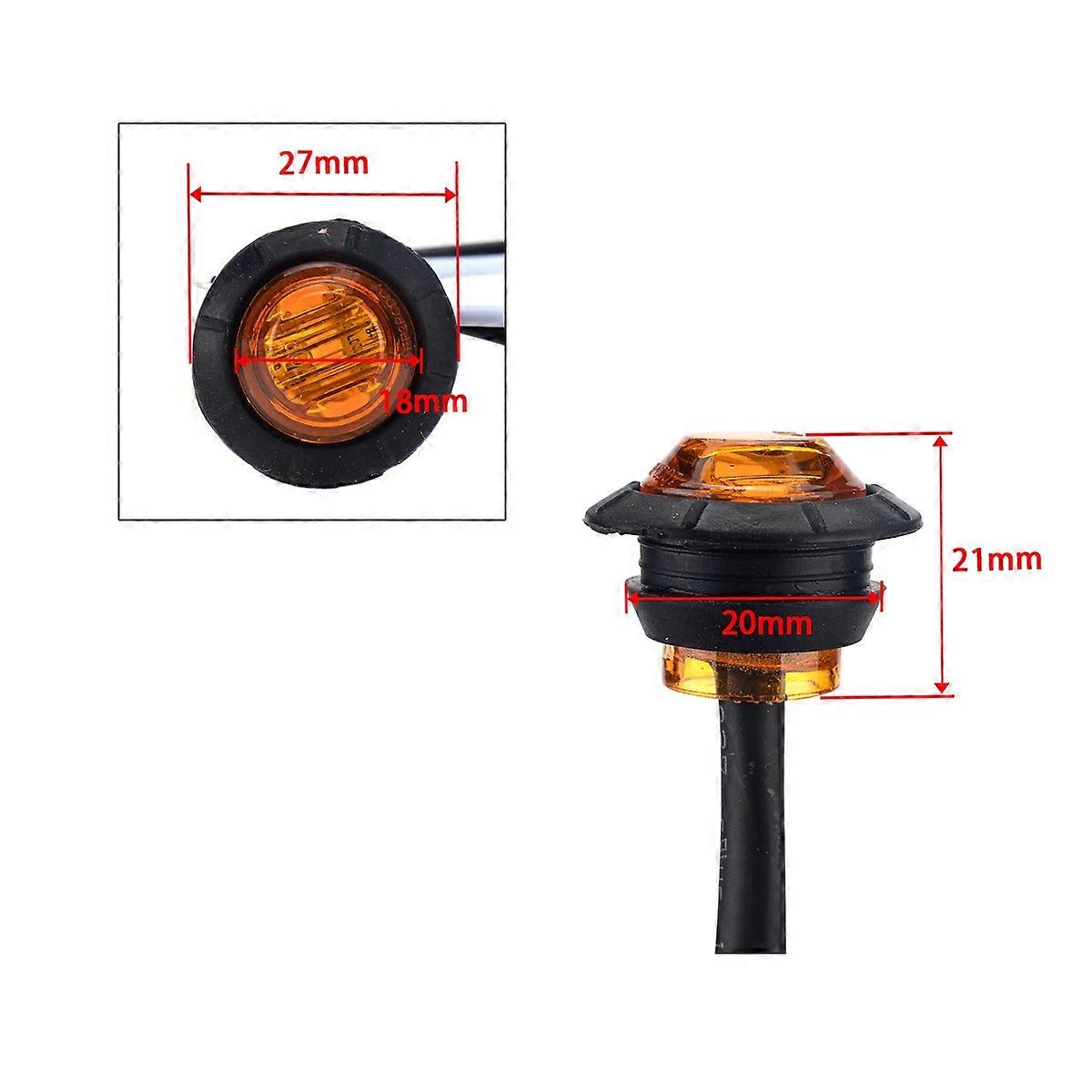 Red + Amber Light 10 in 1 LED Round Side Marker Lamp | Fruugo UK
