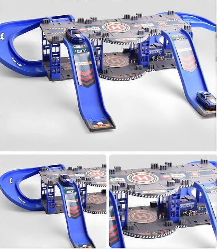 Kids Police Track Parking lot Boy Pull-back Engineering Car signpost ...