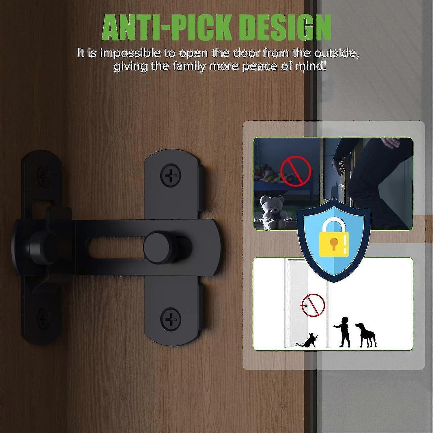 Barn Door Lock, Flip Door Sliding Latch, 90 Degree Stainless Steel ...