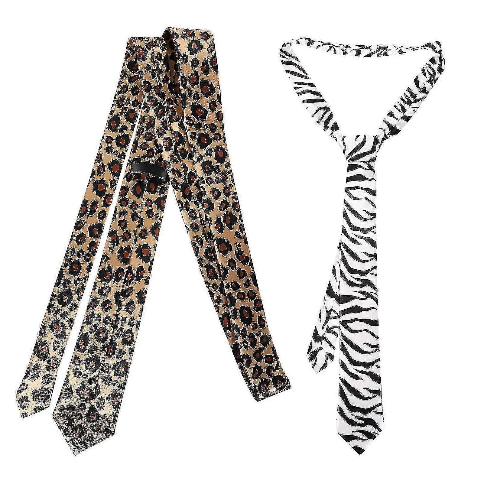 Pack Of 2 Men's Animal Print Ties Cool Cheetah Leopard Zebra Tie-Good ...