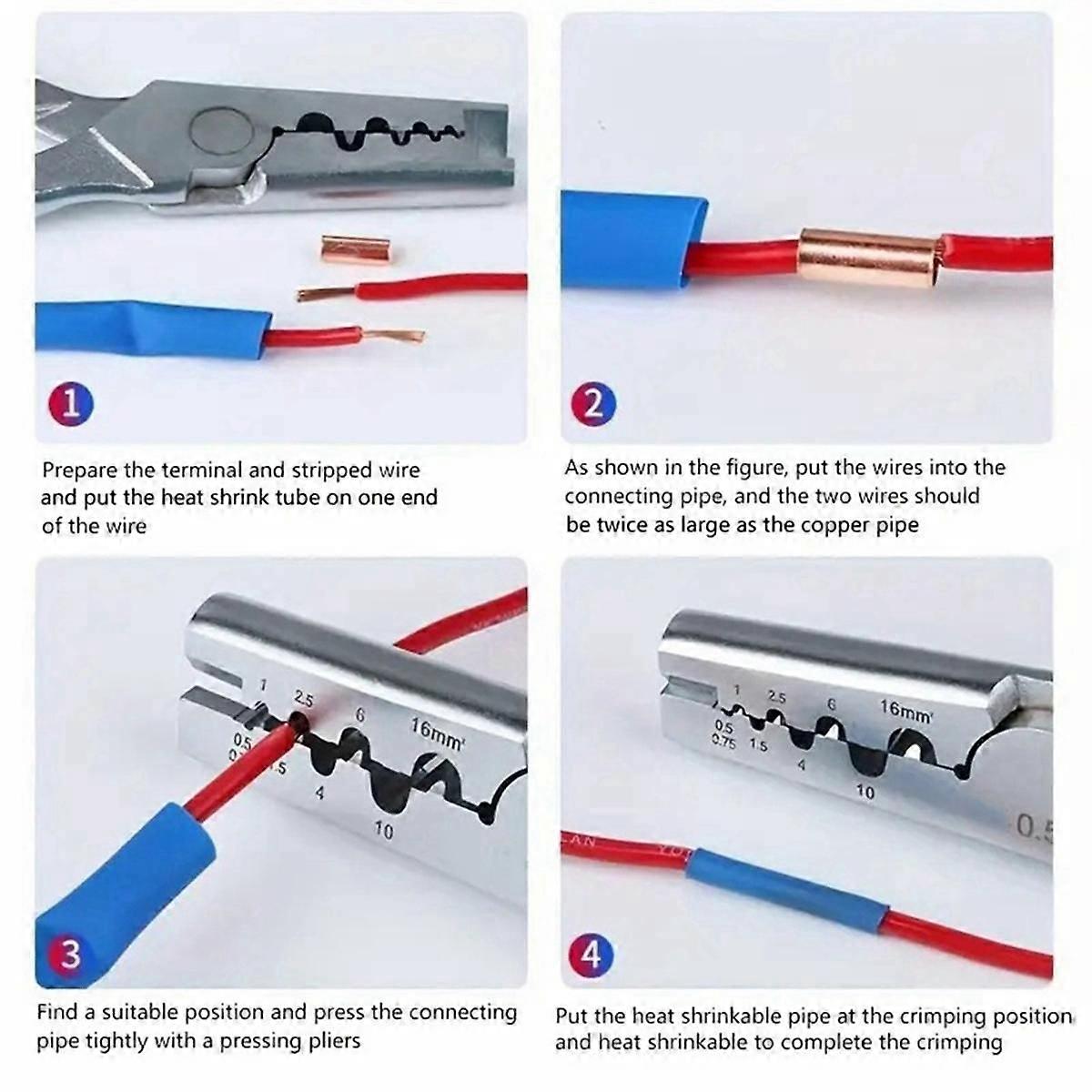 250pcs GT Copper Connecting Pipe Wire Joint Small Copper Tube Terminal ...