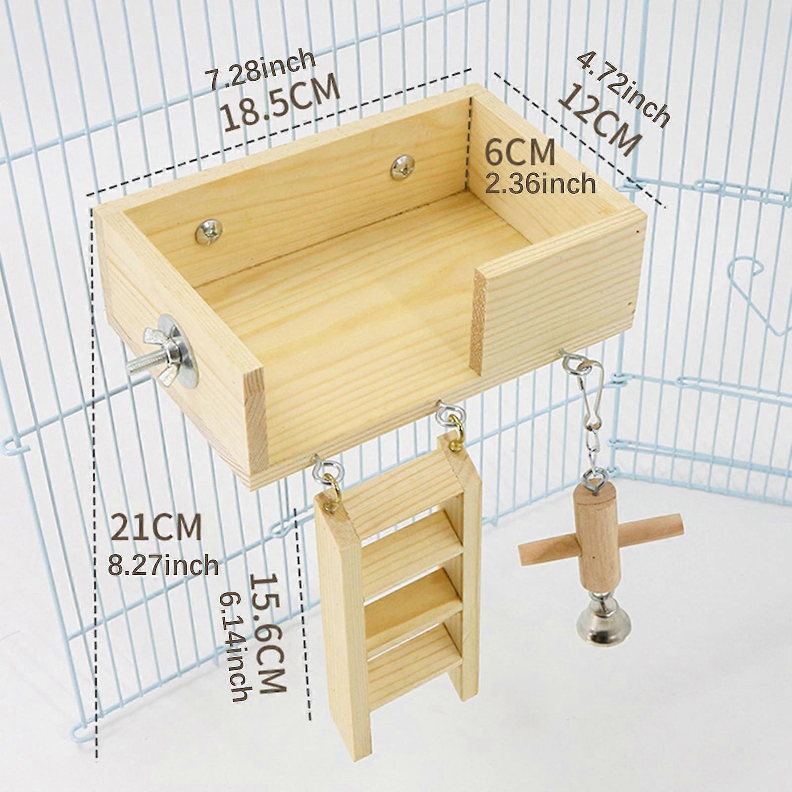 Wooden Bird Parrot Perch Cage Hanging Stand for Parakeet Guinea Pig ...