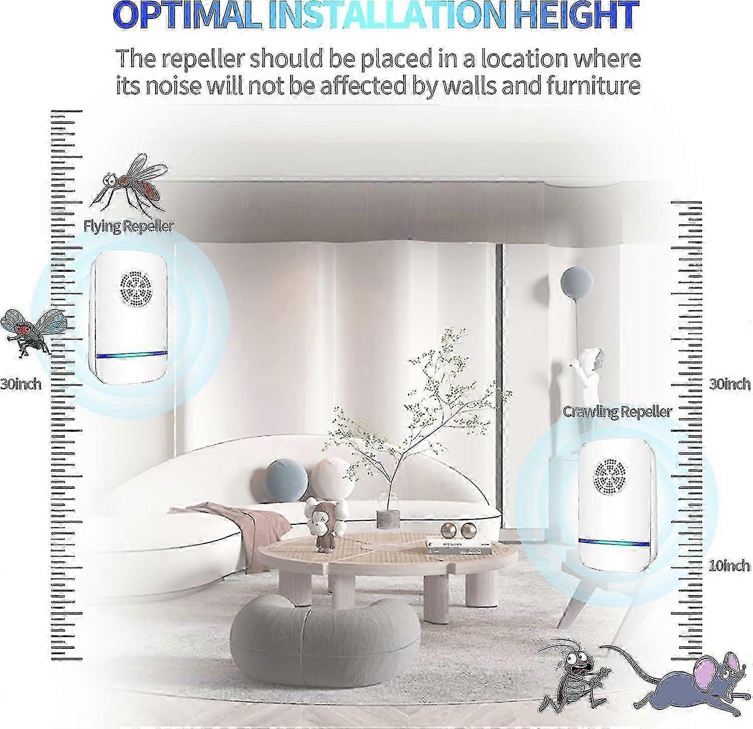 6 Packs Ultrasonic Pest Repeller, Electronic Pest Repellent Plug In ...