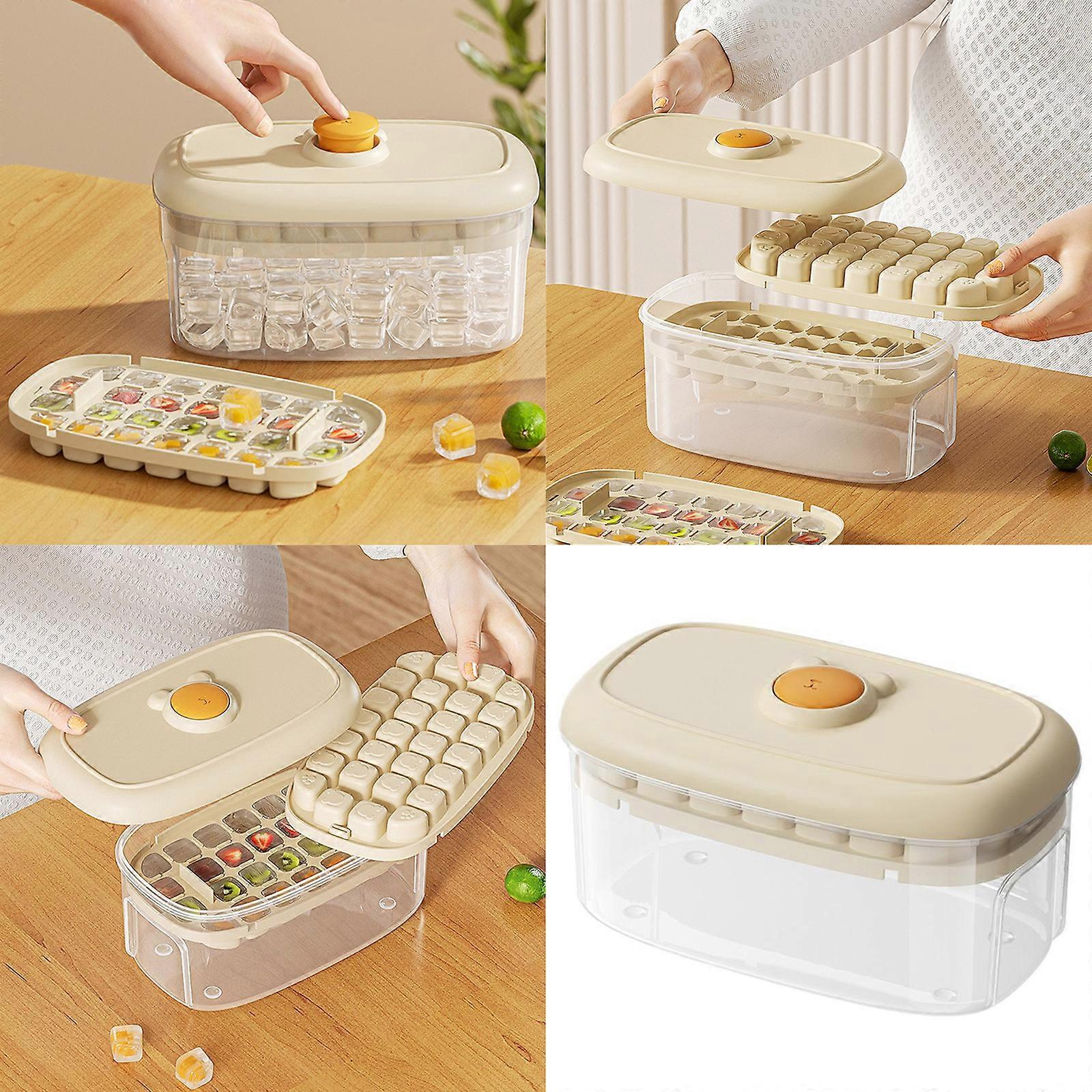 Push Button Ice Tray Set Stackable Freezers Container Holds 28 or 56 ...