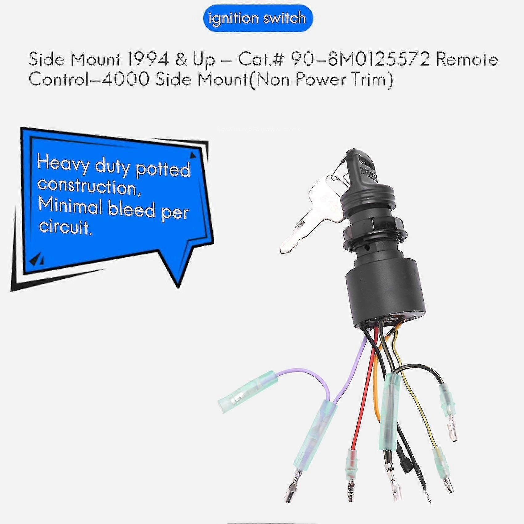 Ignition Key Switch for Mercury Outboard Motors 3-Position Off/Run ...