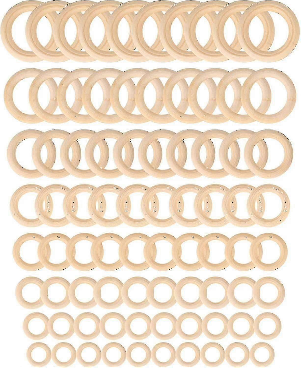 80 Pieces Natural Wooden Hoops, Untreated Wood Macrame Rings, Wooden ...