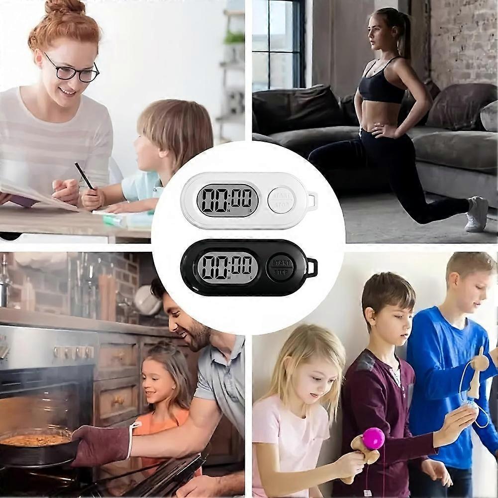 2pcs Keychain Stop Watch with LCD Screen Digital Countdown Timer Mini ...