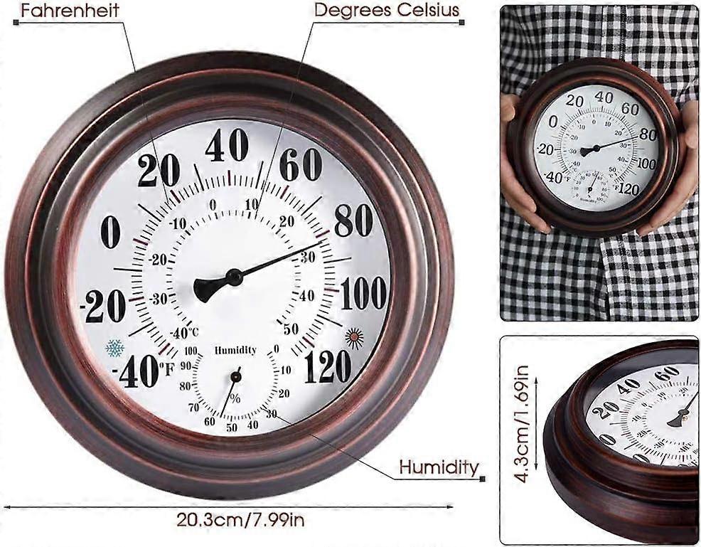 20cm Retro Hygrometer Thermometer, Antique Iron Temperature and ...