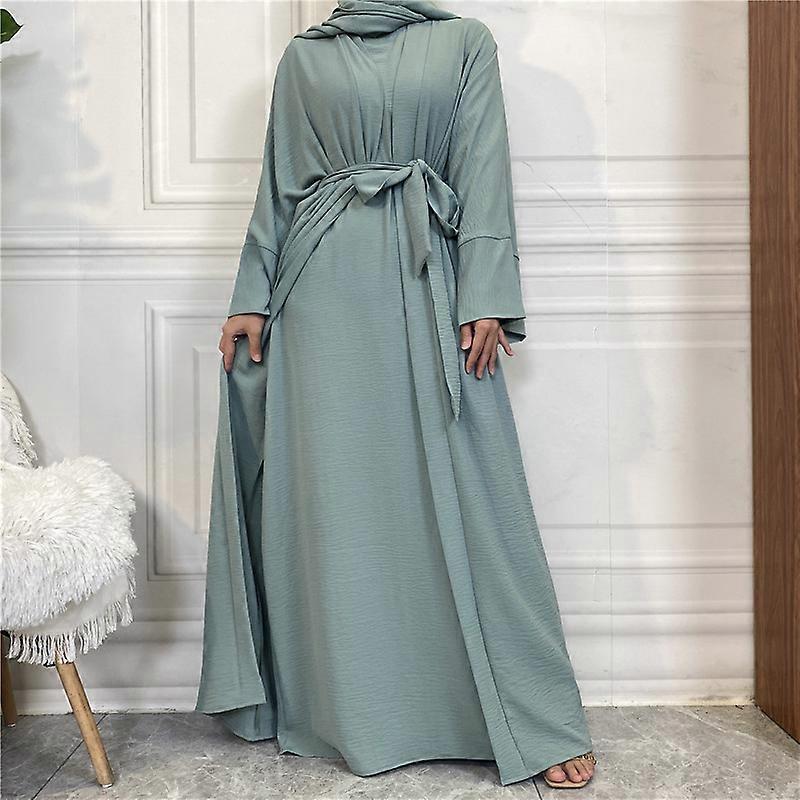 Set Abaya 2 Piece Matching Muslim Hijab Dress Plain Loose Eid Abayas for Women Dubai Turkey ...