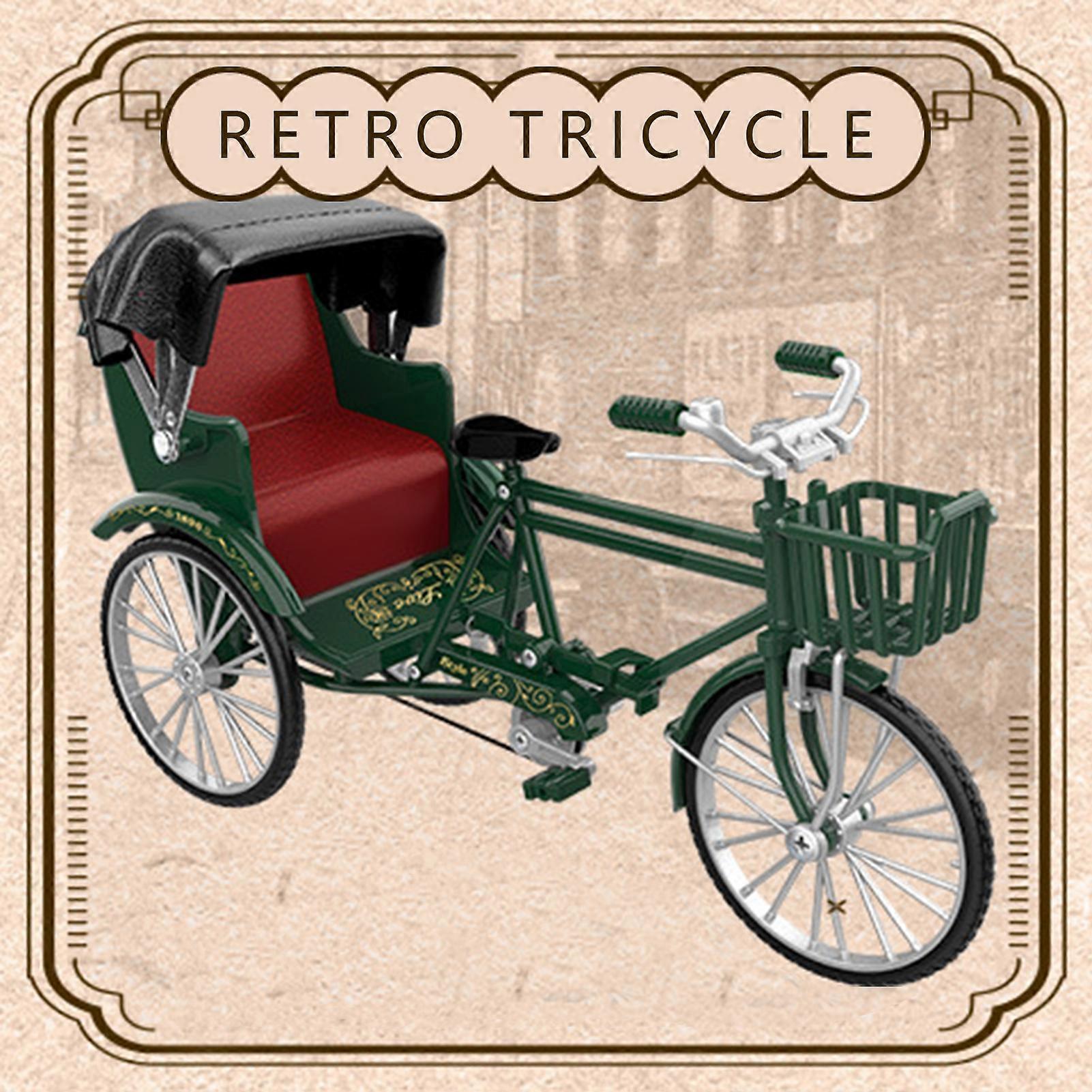 Tricycle Model Nostalgic Extendable Canopy Movable Chain Bike Ornament ...