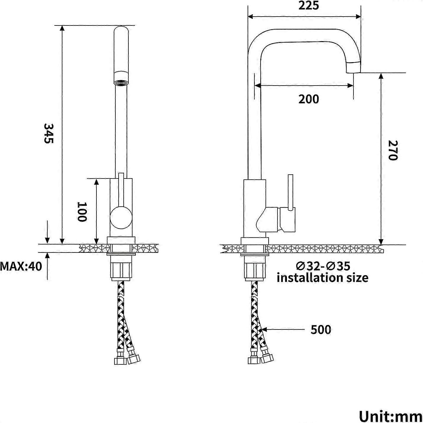 Kitchen Mixer Tap Brushed Gold 7-Shape Kitchen Faucet, 360 Rotatable ...