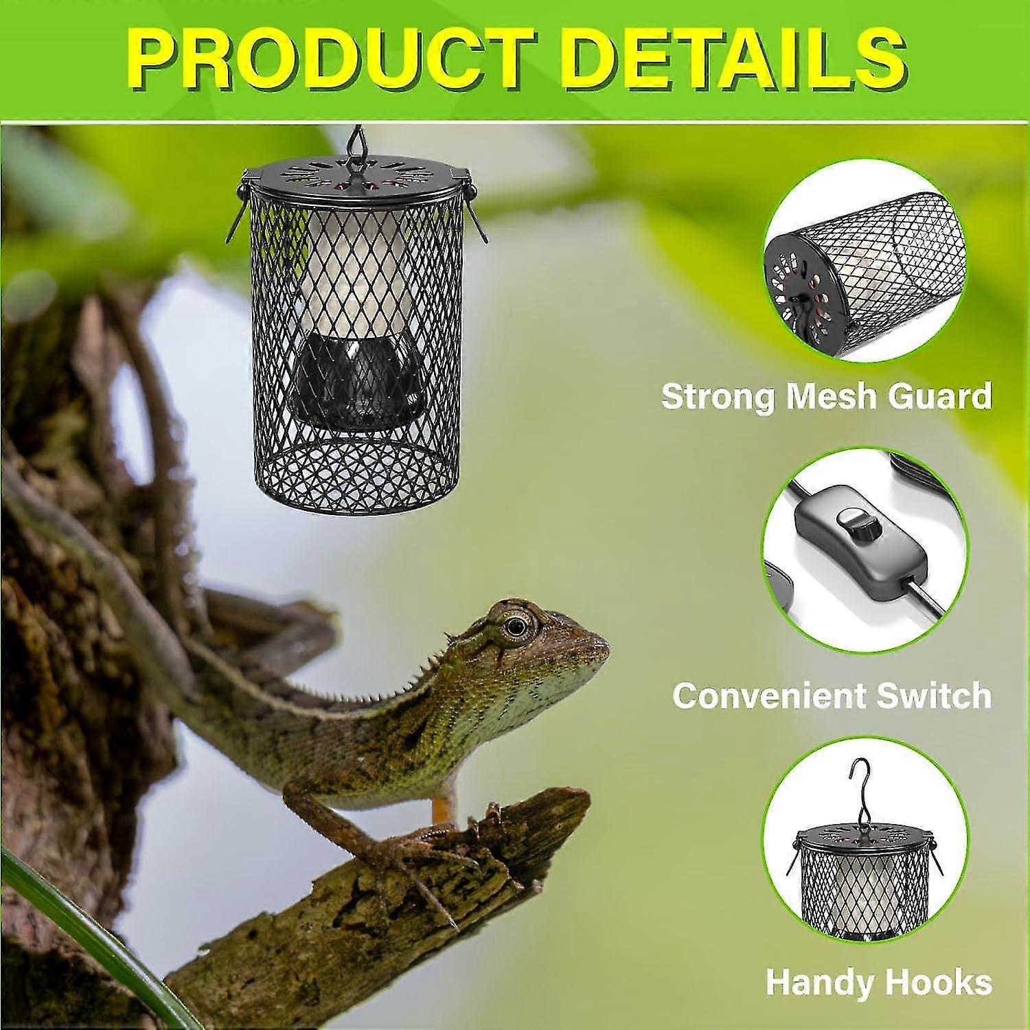 Reptile Lamp With Guard, 100w Reptiles Ceramic Lamp Bulb Heater ...