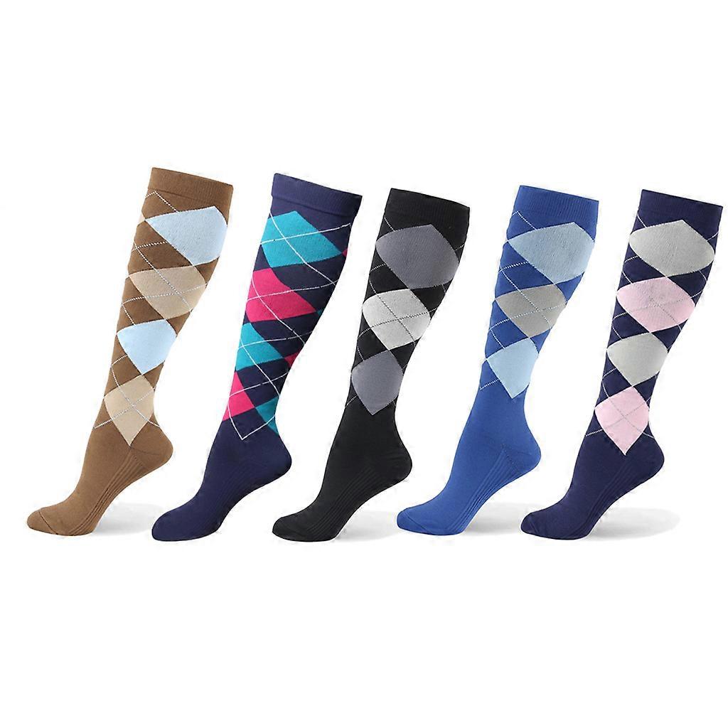 5 Pairs Womens Compression Socks Knee High Stockings Gift for Athletes ...