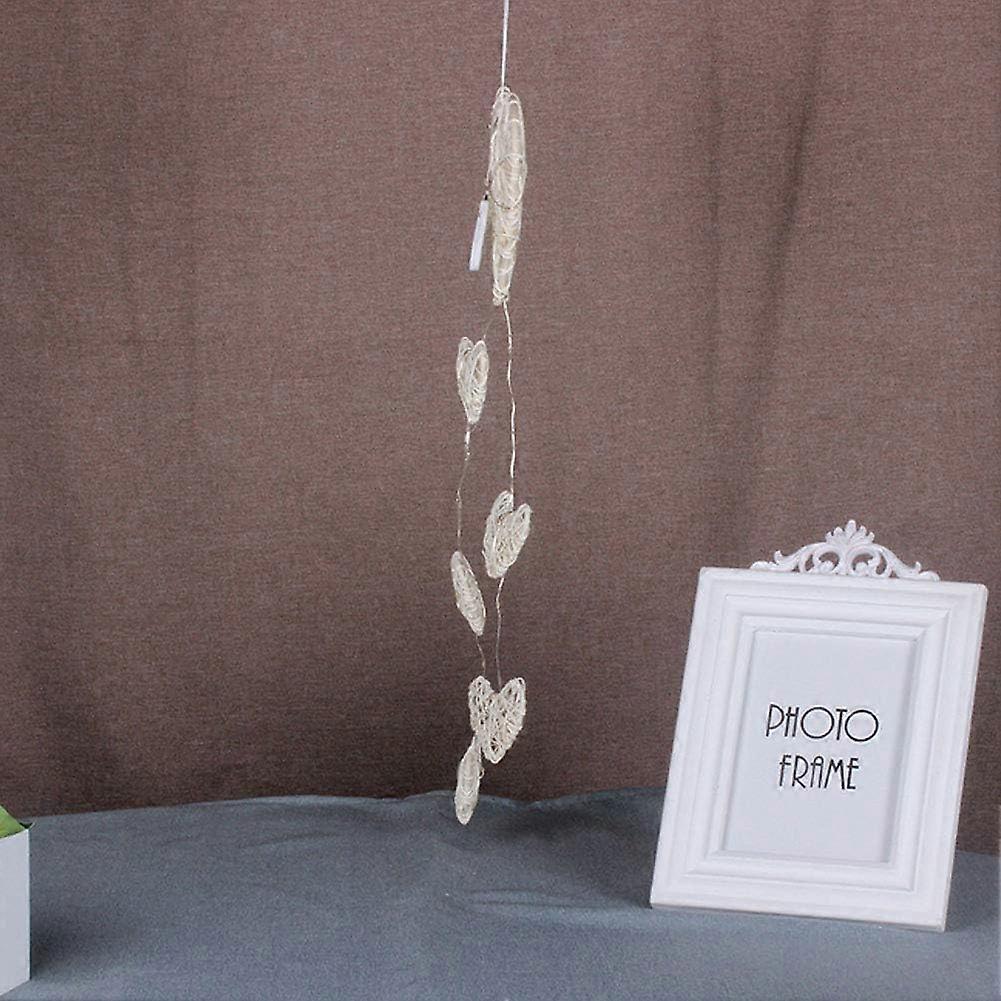 Wall Hanging Wicker Hearts Led String Lights Battery Operated Rattan ...