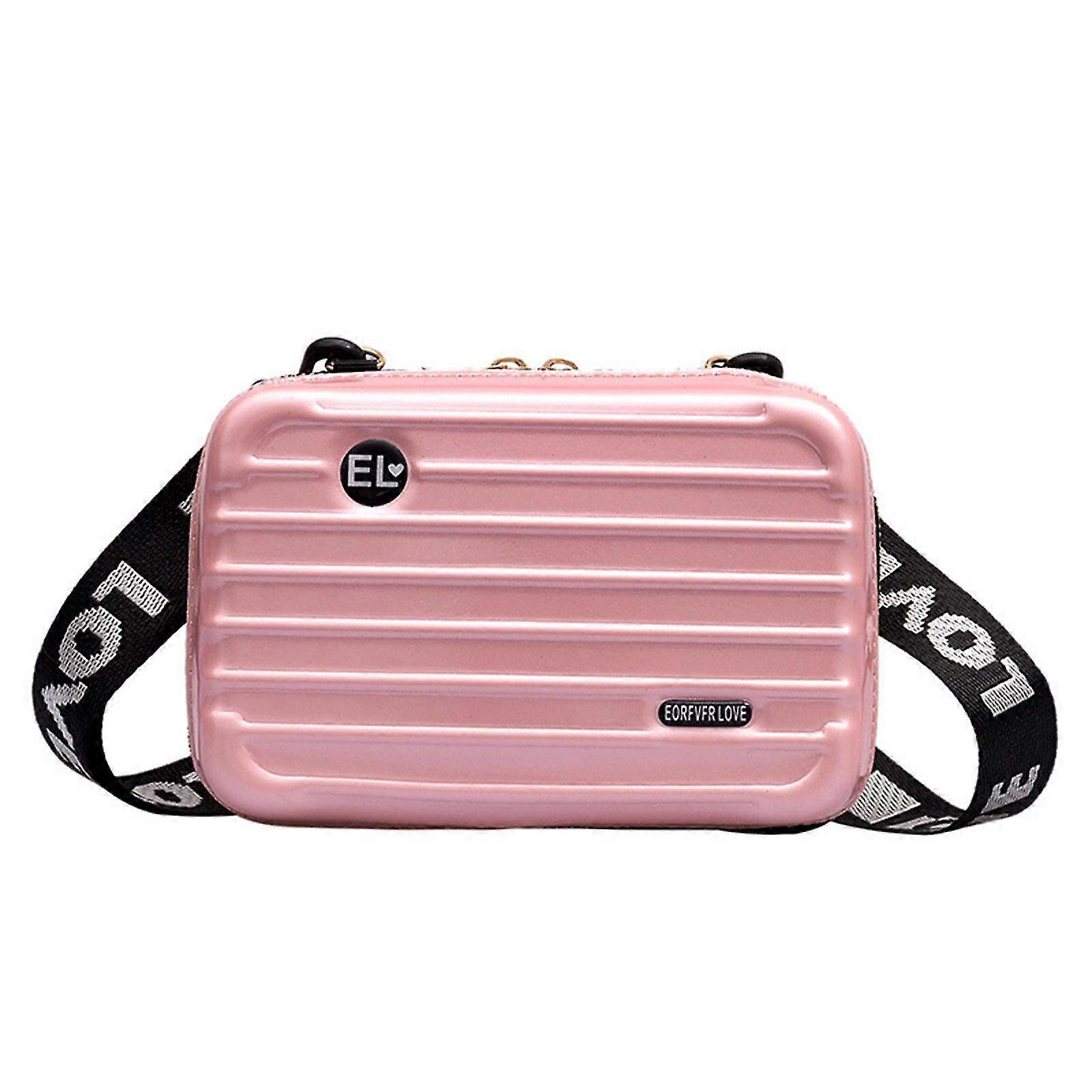Hard Shell Cosmetic Bag Women Mini Suitcase Shape Crossbody Bag ...