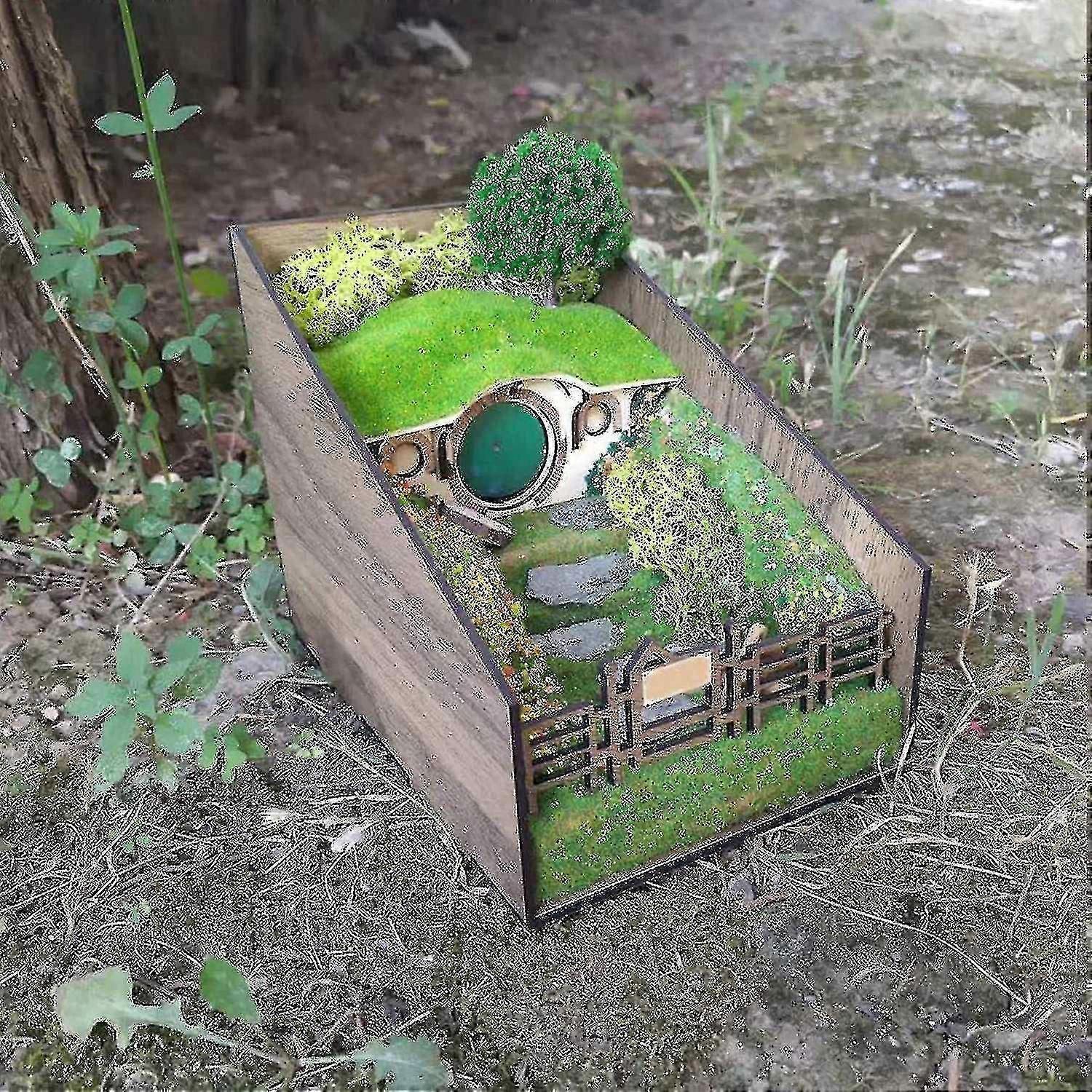 Dwarf Cave House Bookends Bookshelf Inserts Decorative Wooden Book ...