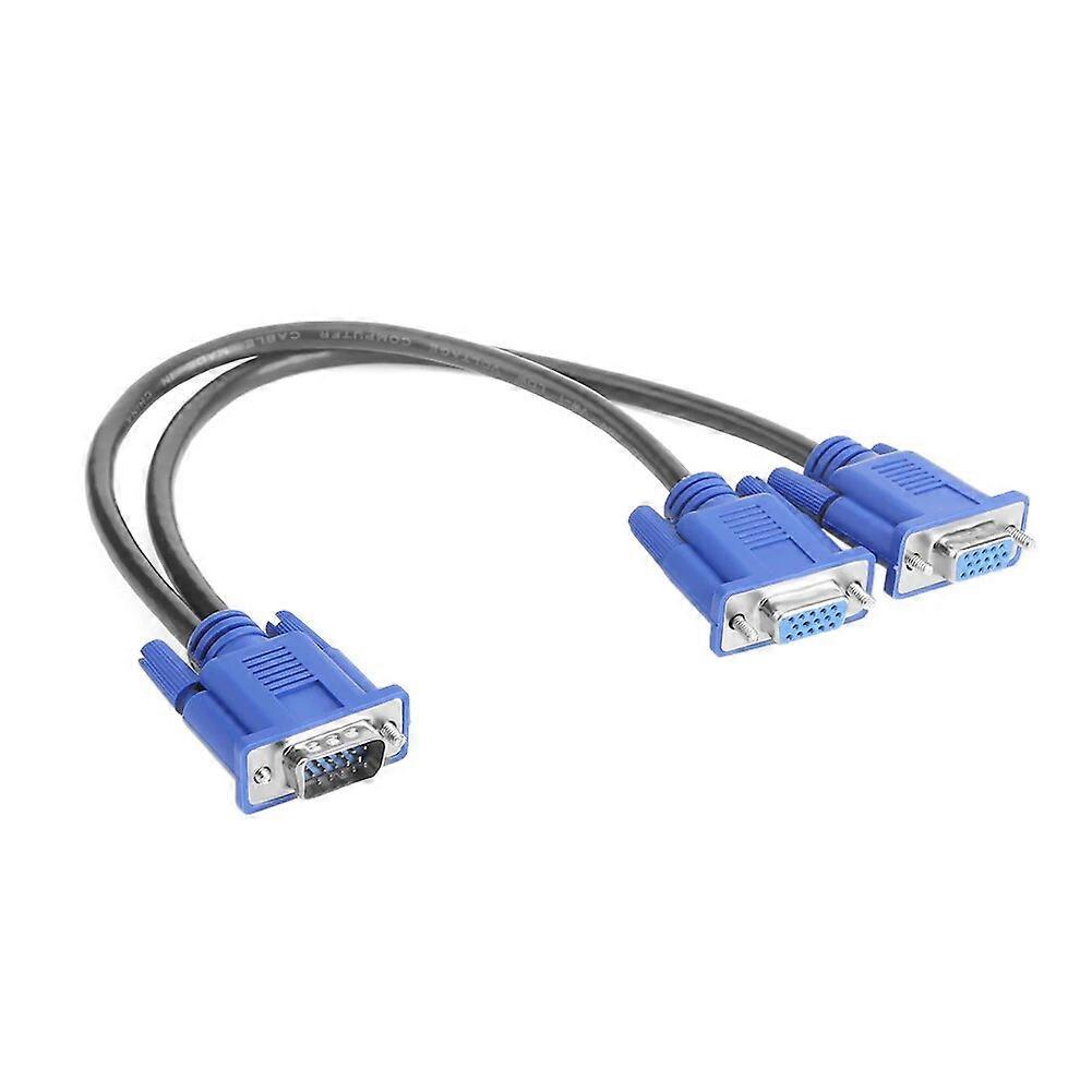 VGA Splitter Cable 1 Computer to Dual 2 Monitor Adapter Y Splitter Male to Female VGA Wire Cord ...