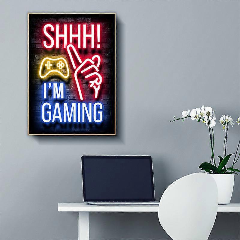 Vintage Game Tin Signs with Neon Effect - Game Room Metal Signs Gaming ...