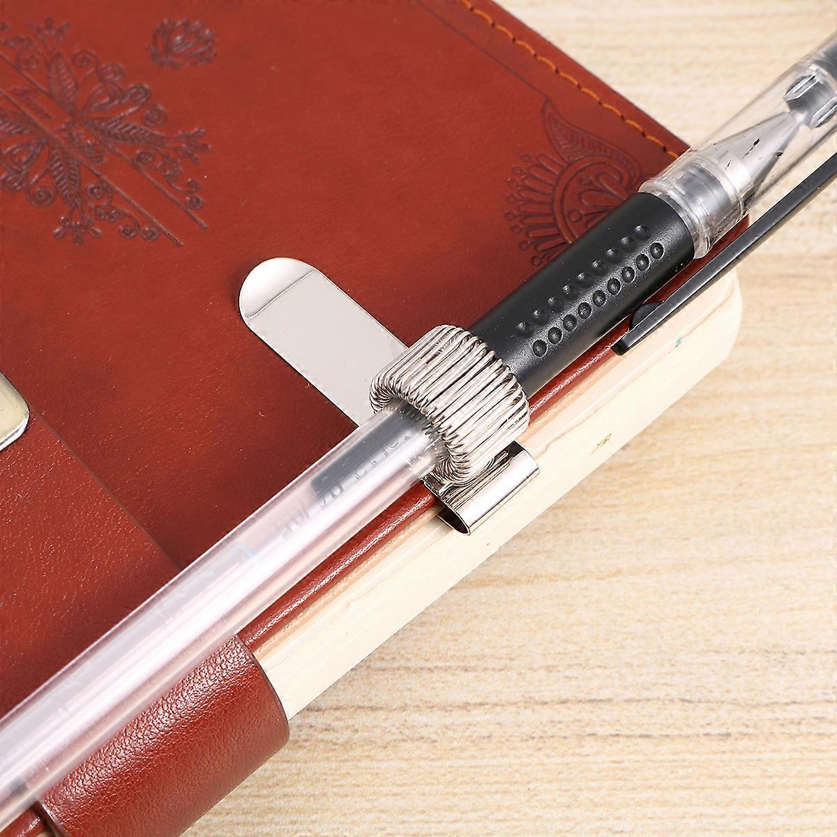 12Pcs Portable Metal Pen Clips Creative Spring Pen Holder Elastic Pen ...