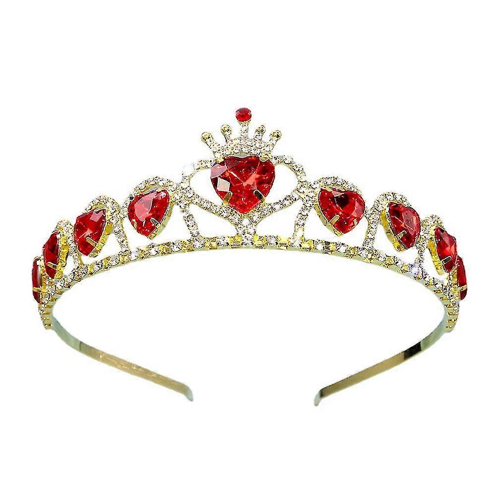 Women's Tiara Red Heart Crown, Gold Crown Heart Queen Jewelry Gift ...