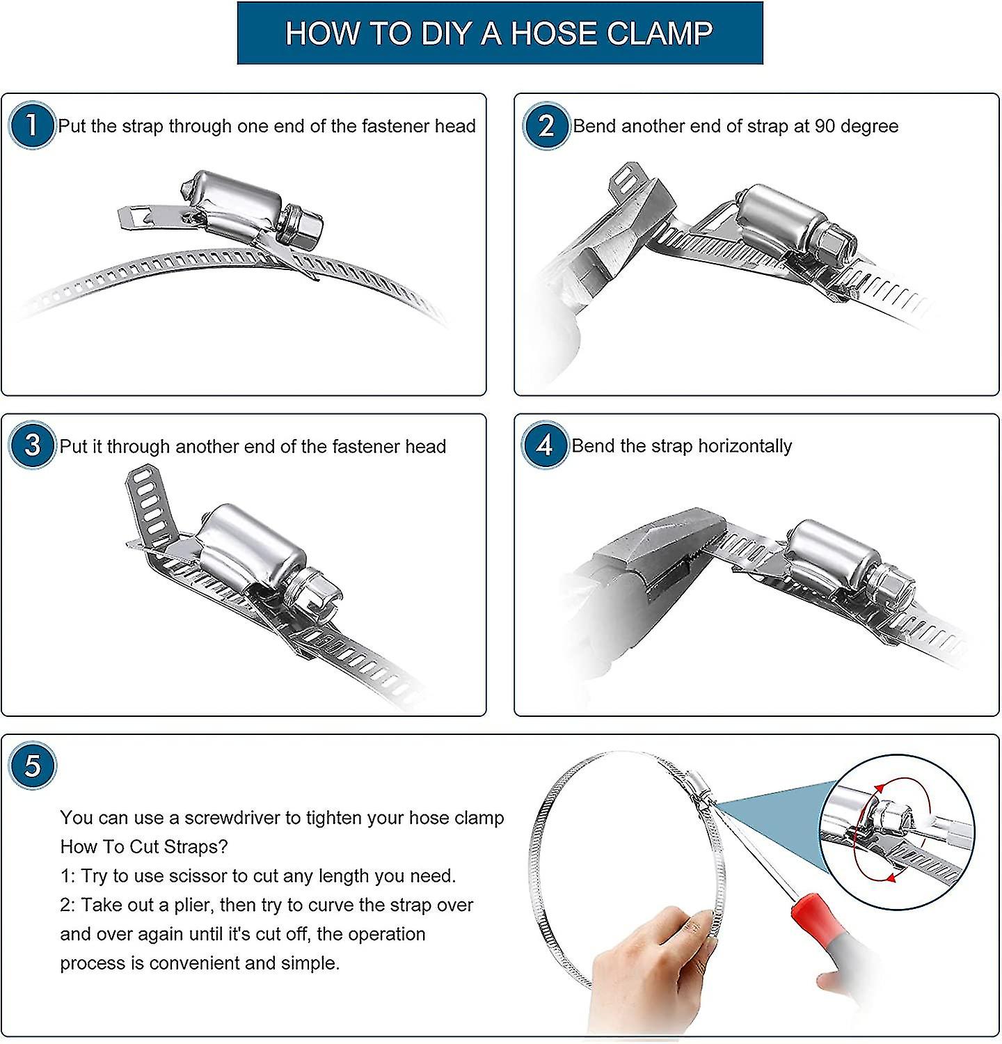 Hose Clamp Steel Worm Clamp, Webbing Hose Clamp With Tie Downs, 304 ...