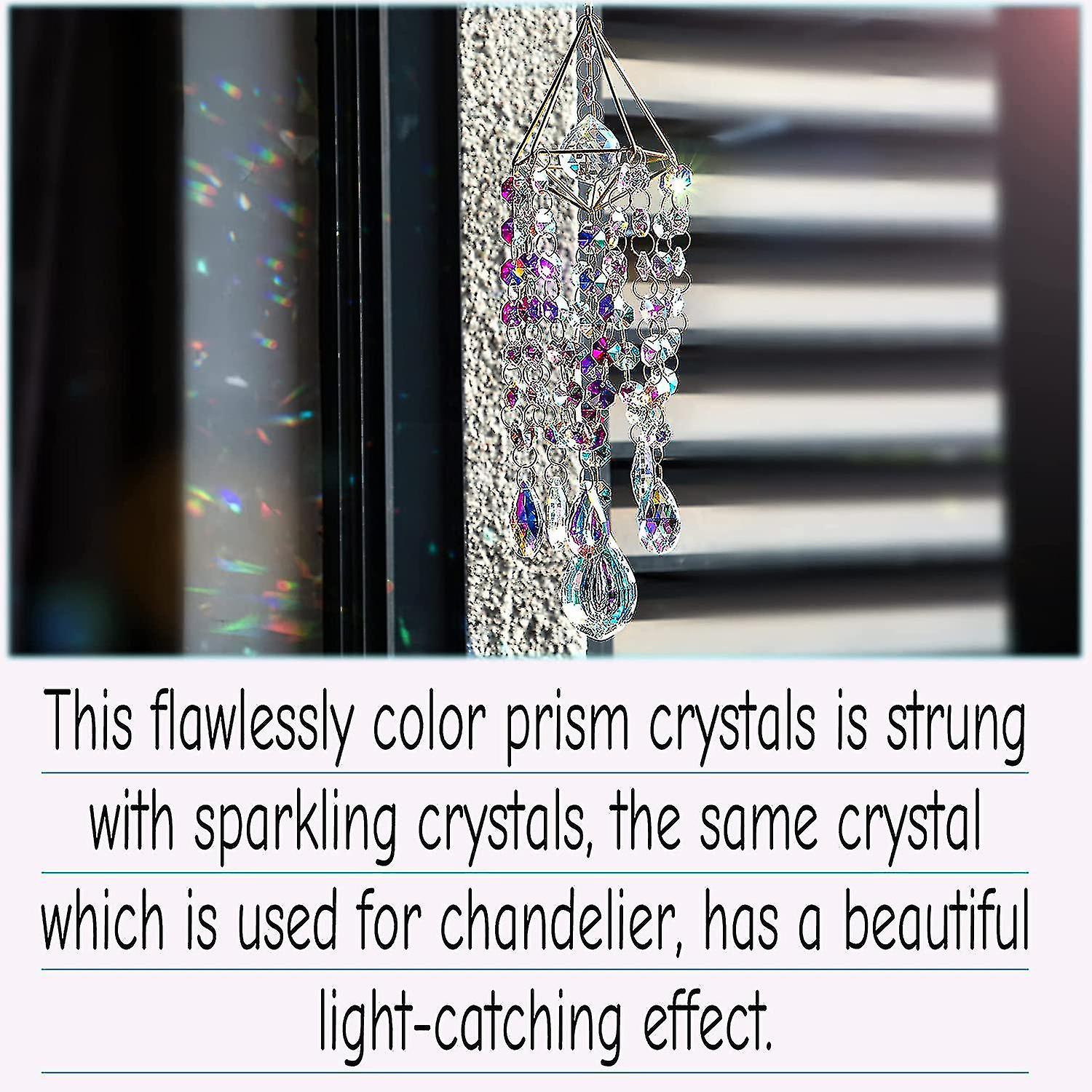 Crystal Suncatchers Hanging Wind Chime Style Garden Suncatcher Rainbow ...