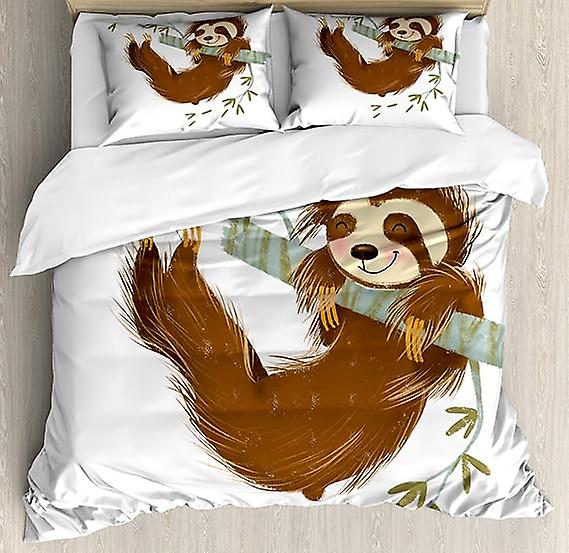 Sloth Duvet Cover Set Animal Drawn Cartoon Illustration, Decorative 3 ...